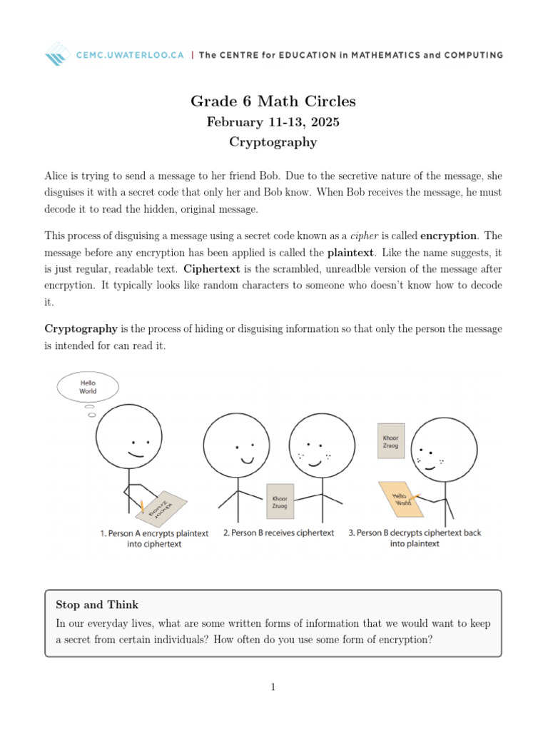 Cryptography Lesson Plan | PDF | Cipher | Cryptography