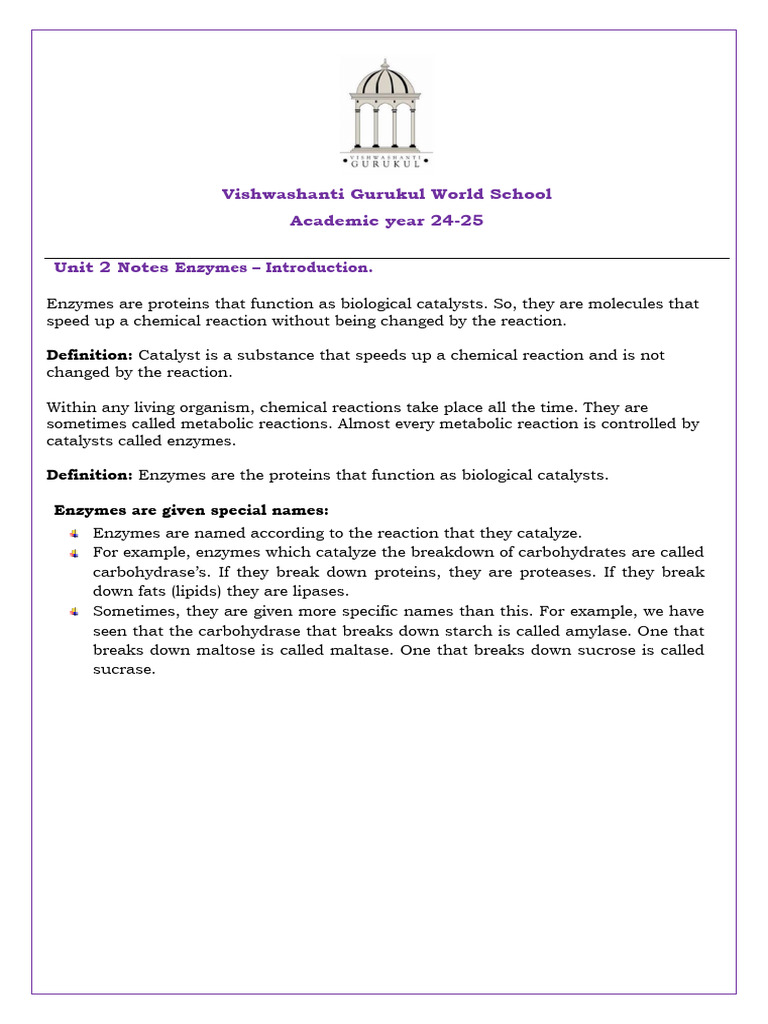MYP_4_Unit_2_Notes_Part_2 | PDF | Enzyme | Digestion