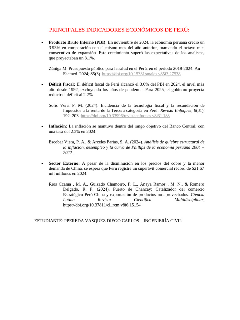 INDICADORES ECONÓMICOS_PEREDA DIEGO | PDF