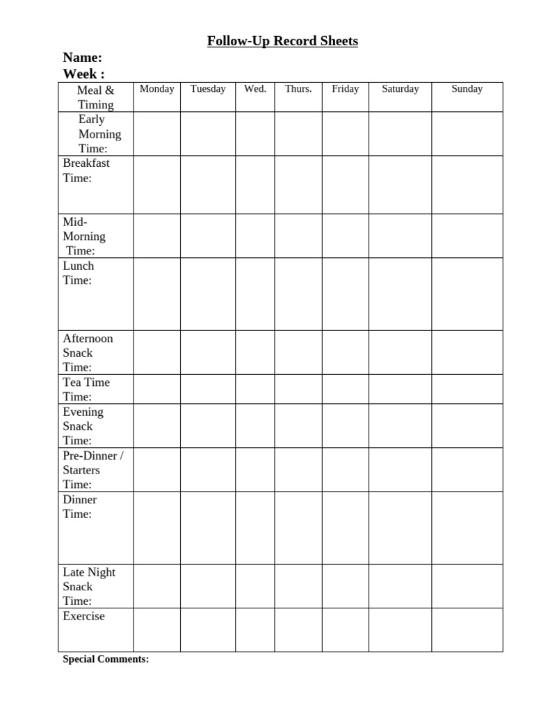Follow Up Record Sheets | PDF