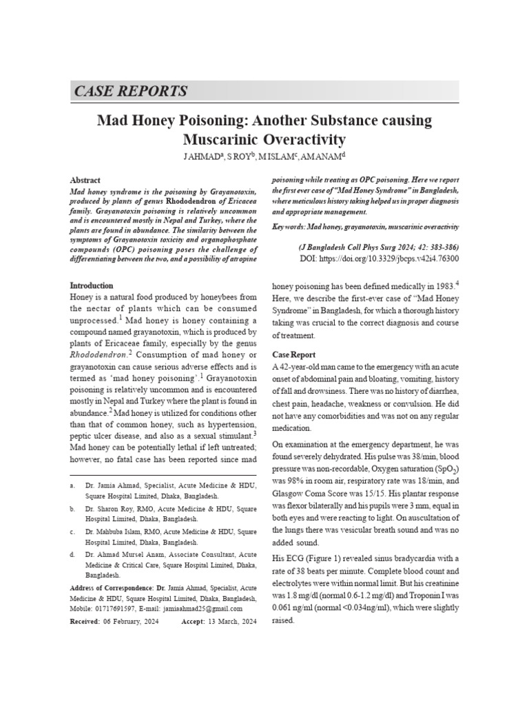 Mad Honey Syndrome: A Case in Bangladesh | PDF | Diseases And Disorders | Medical Specialties
