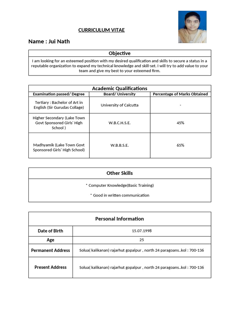 Jui Nath's Professional CV | PDF