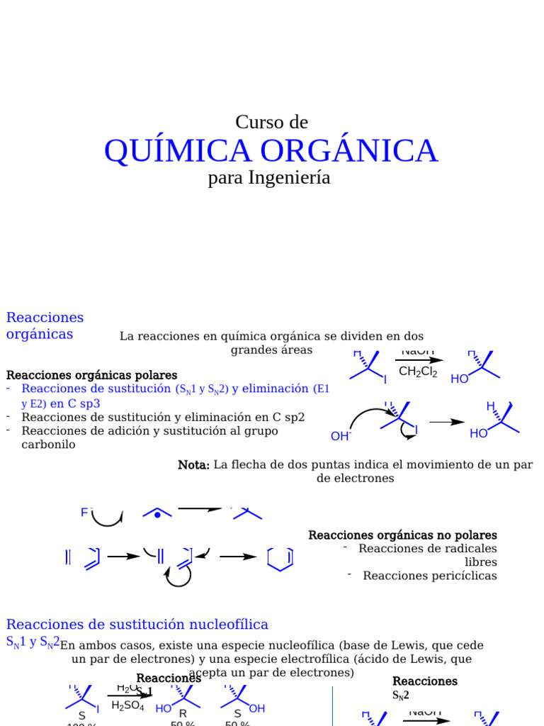 Reacciones SN1 y SN2 en Química Orgánica | PDF | Reacciones orgánicas ...