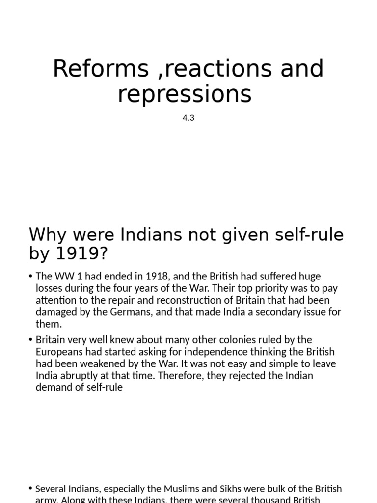 Reforms, Reactions and Repressions | PDF | British Raj | British India