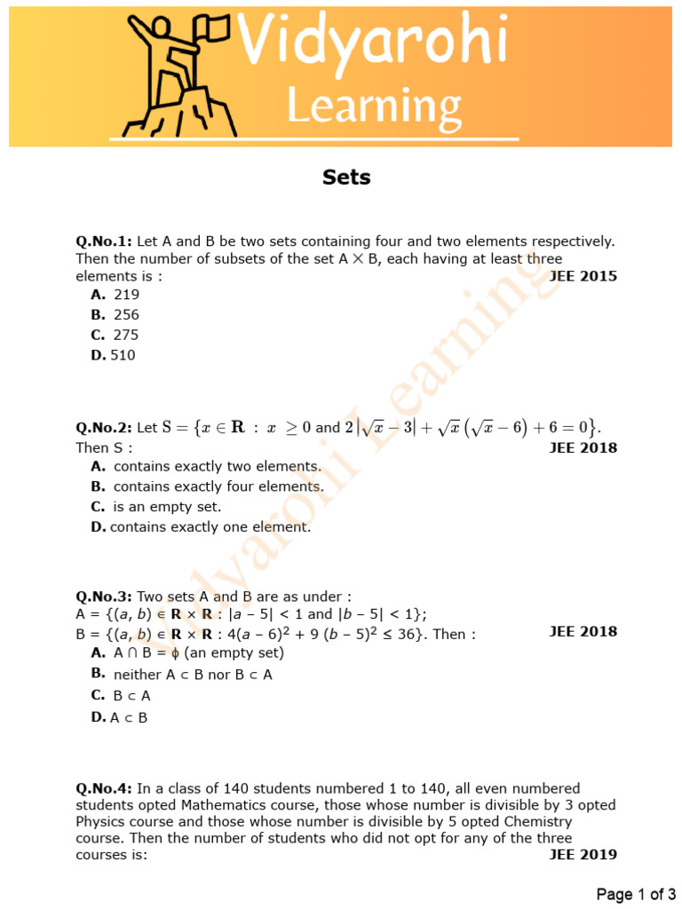 Sets Ques | PDF | Mathematical Concepts | Mathematical Logic