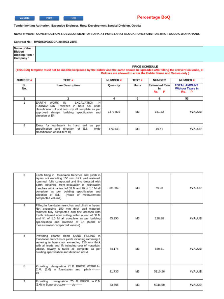 Boq 102937 | PDF | Plaster | Concrete
