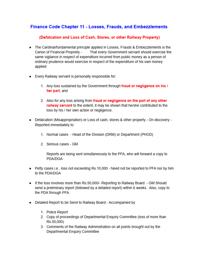 Finance Code Chapter 11 - Losses, Frauds & Embezzlements | PDF ...