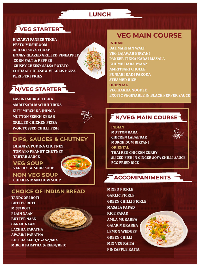 Ambience Buffet Food Menu Lunch Dinner 1 | PDF