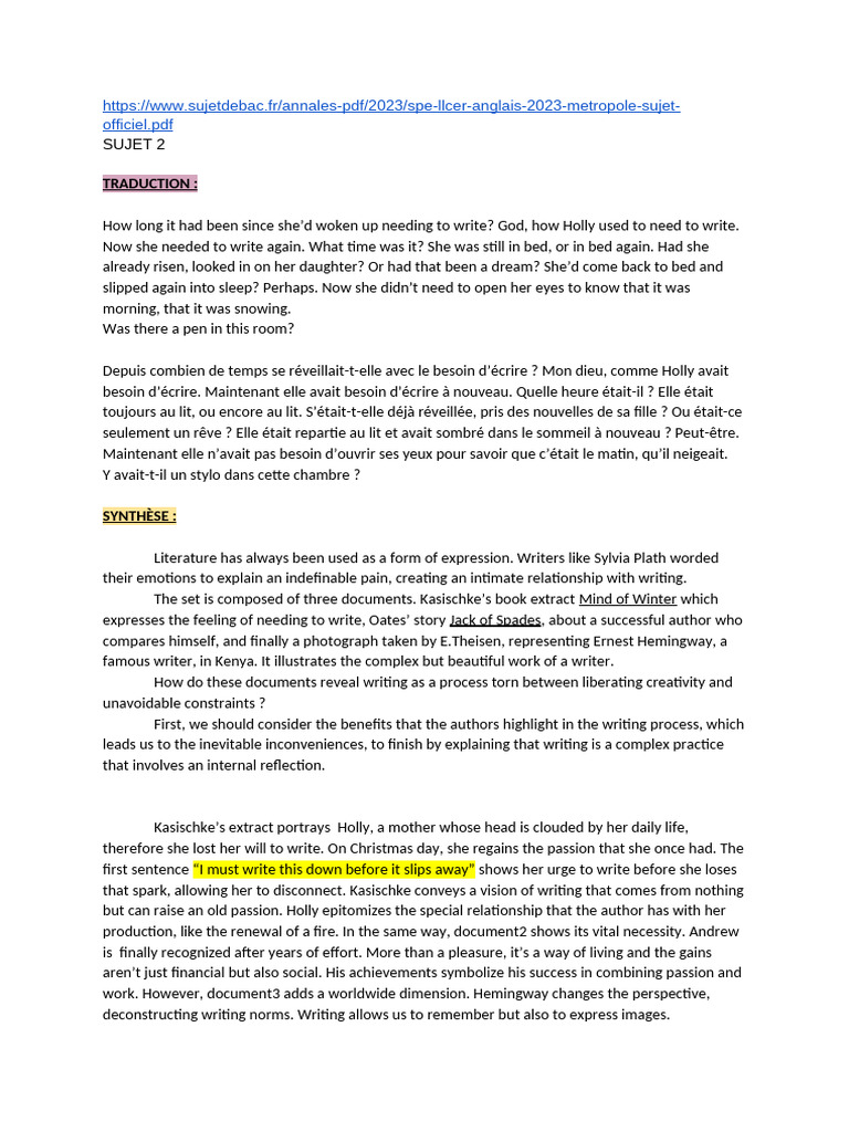 Entraînement Llce Writing | PDF