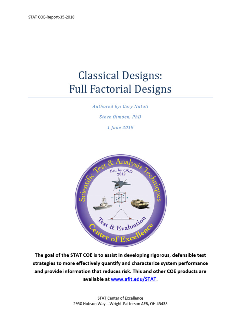 Classical Designs-Full Factorial Designs - Final | PDF | Errors And ...