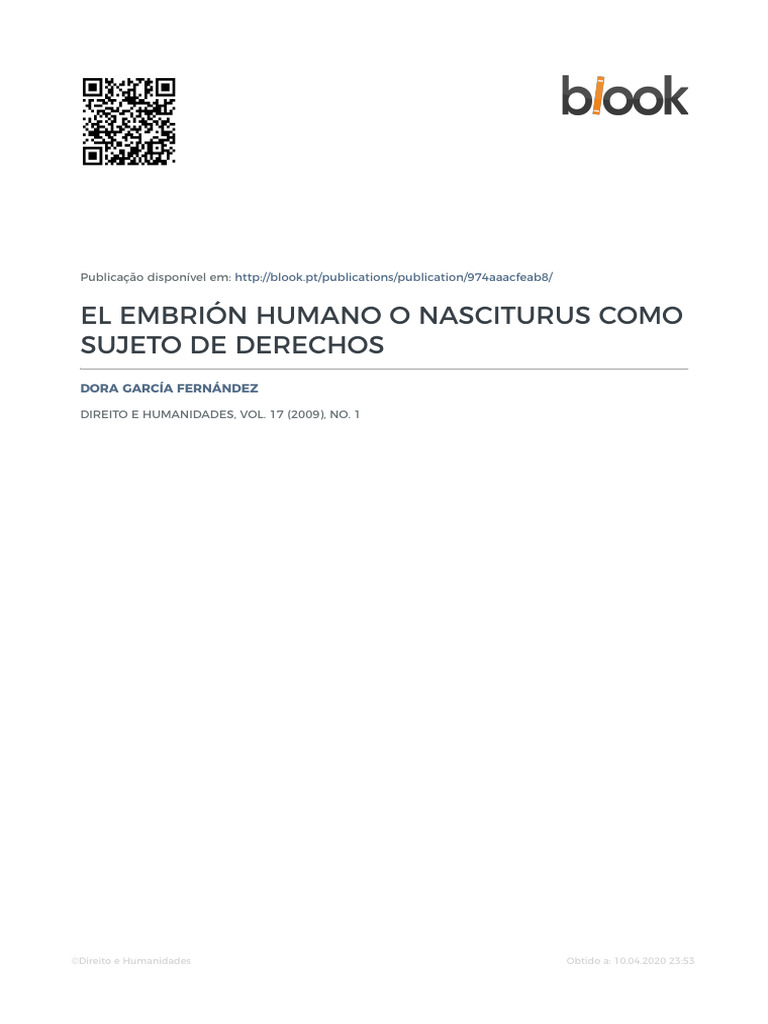 El Nasciturus Como Sujeto de Derechos | PDF | Biología Celular) | Biología
