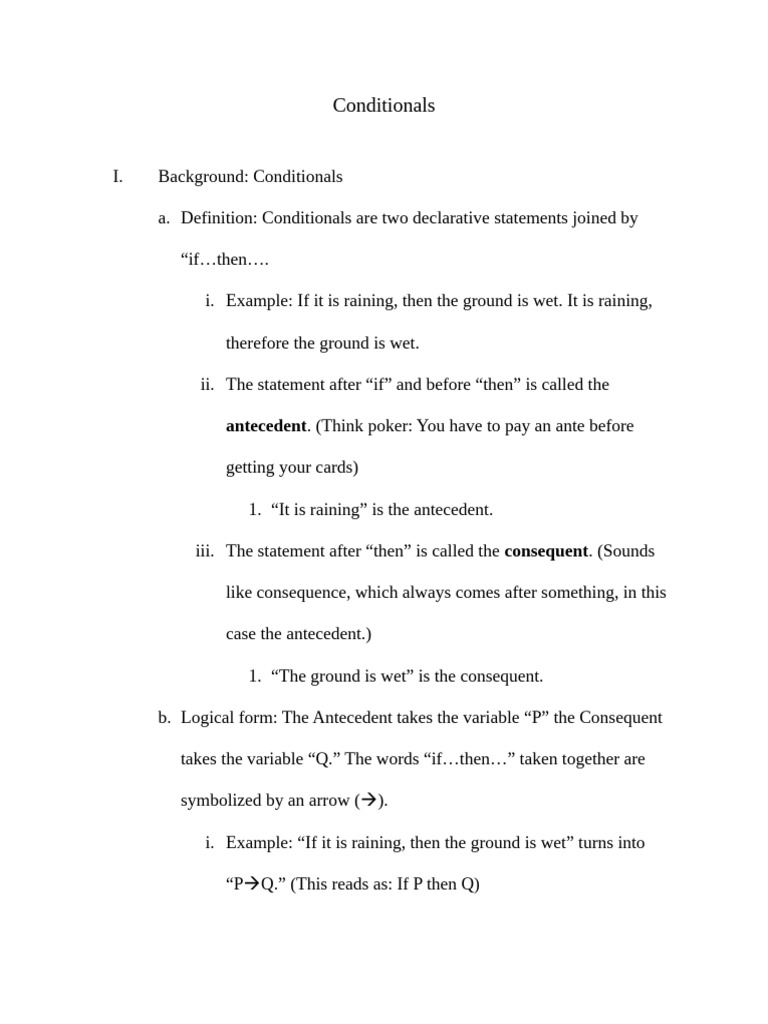 Conditionals: Antecedent | PDF | Argument | Logical Consequence
