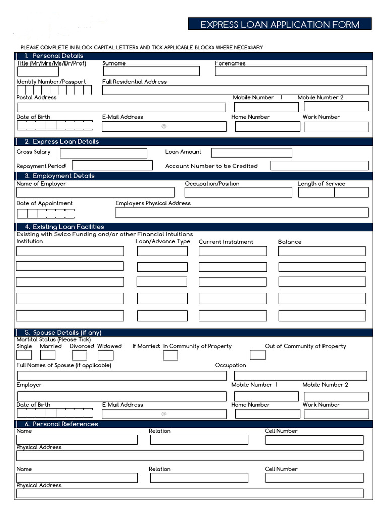 Express Loan Application Form | PDF | Loans | Banks