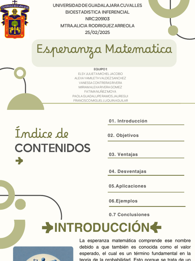 Concepto y Aplicaciones de Esperanza Matemática | PDF | Valor esperado ...