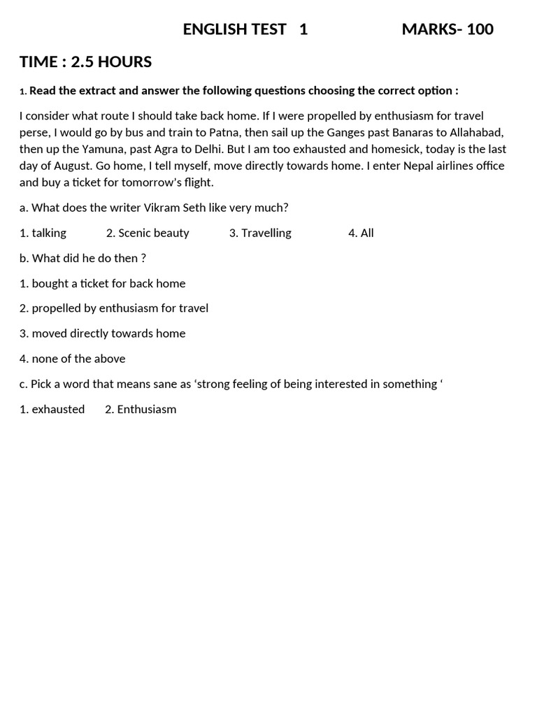 English Test 1 | PDF