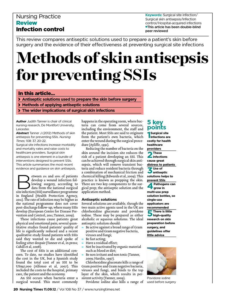 Skin Antisepsis to Prevent SSIs | PDF | Surgery | Medical Specialties