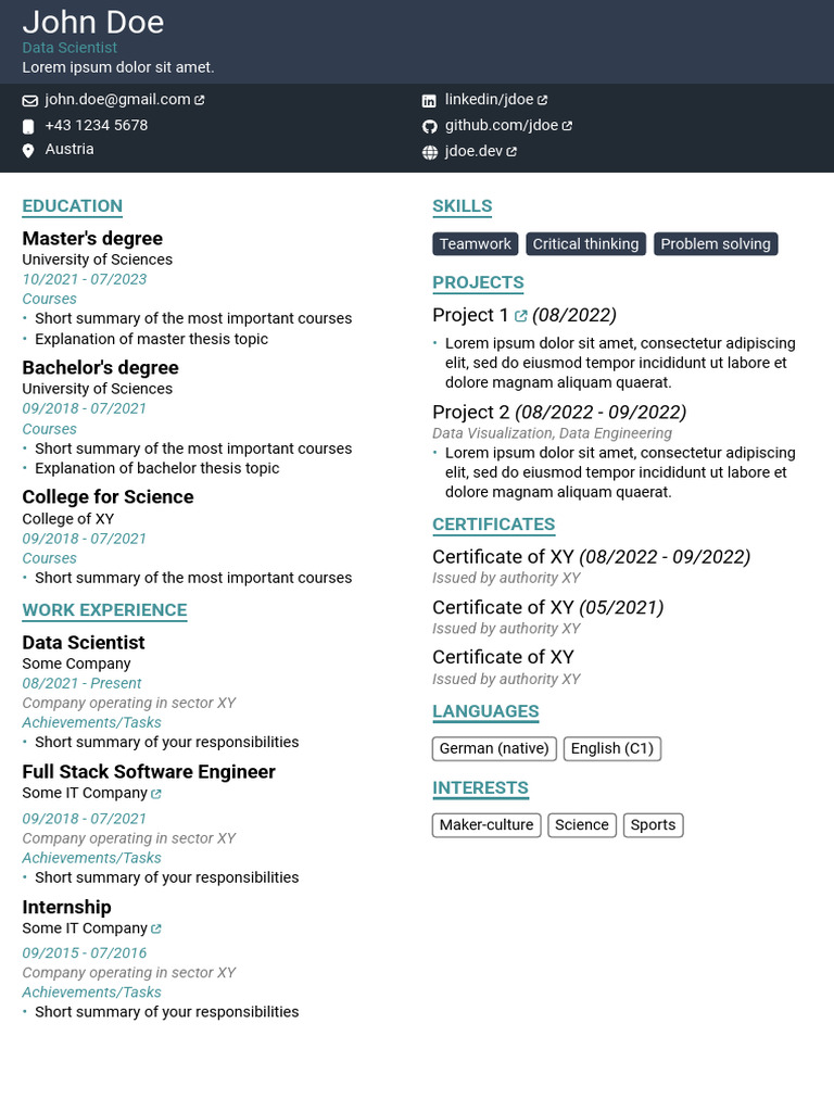 CV - Modern Resume Template | PDF