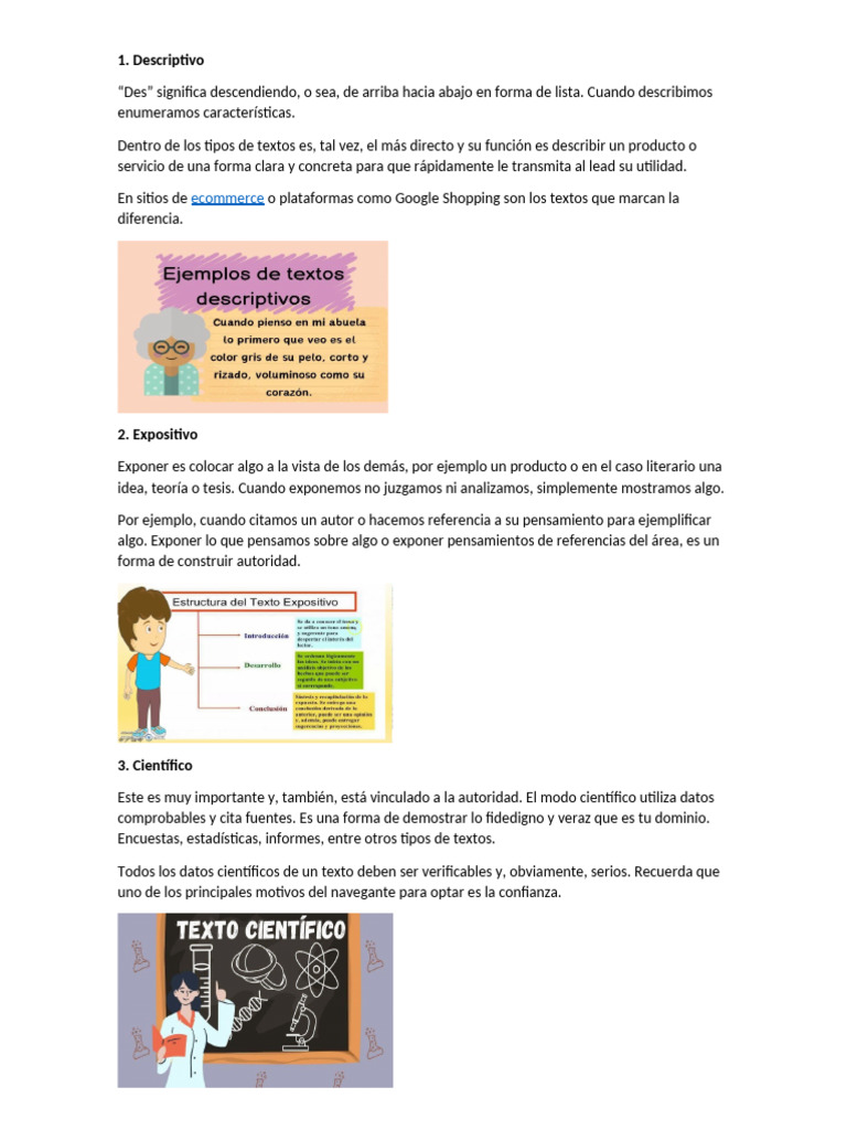 Tipos de Textos: Descripción y Funciones | PDF