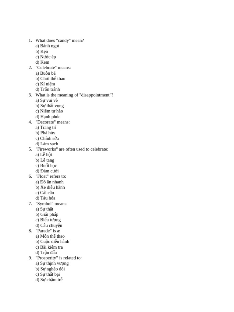 Từ Vựng E7 U9-U12 | PDF