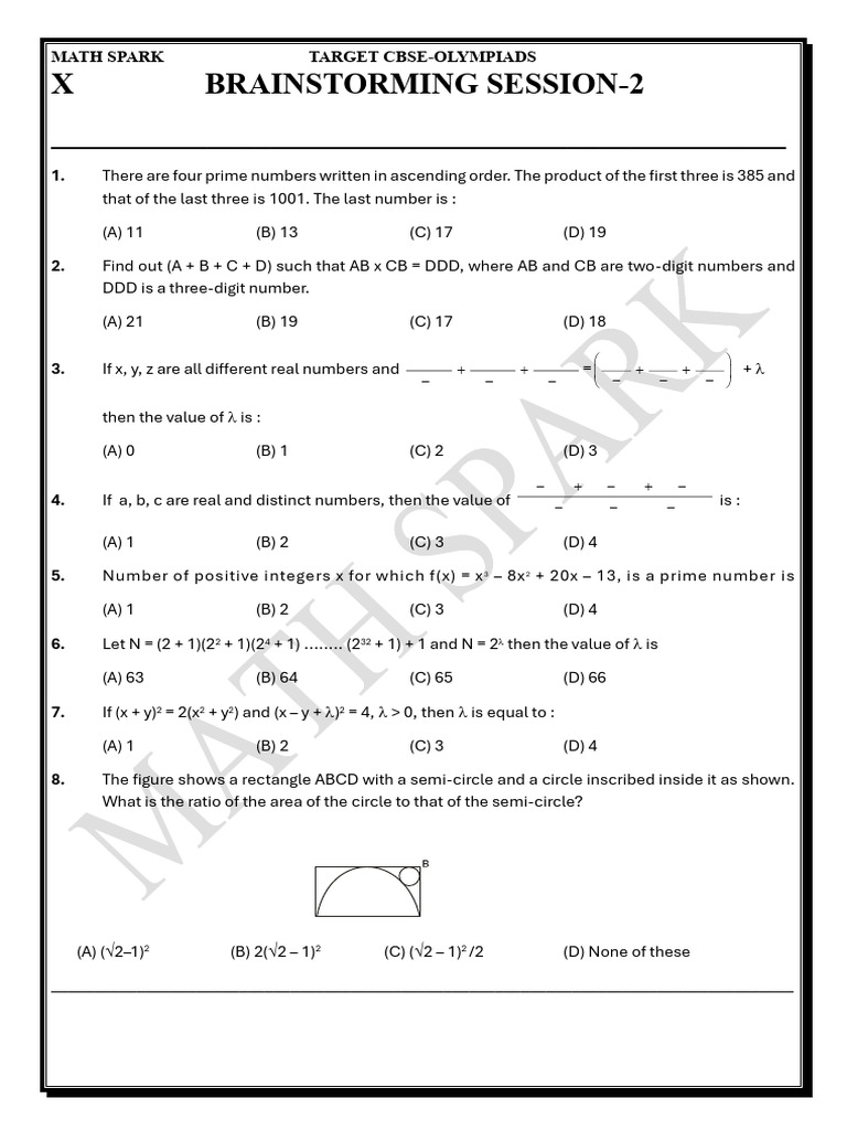 x Maths Brainstorming Session 2 | PDF | Area | Euclidean Geometry