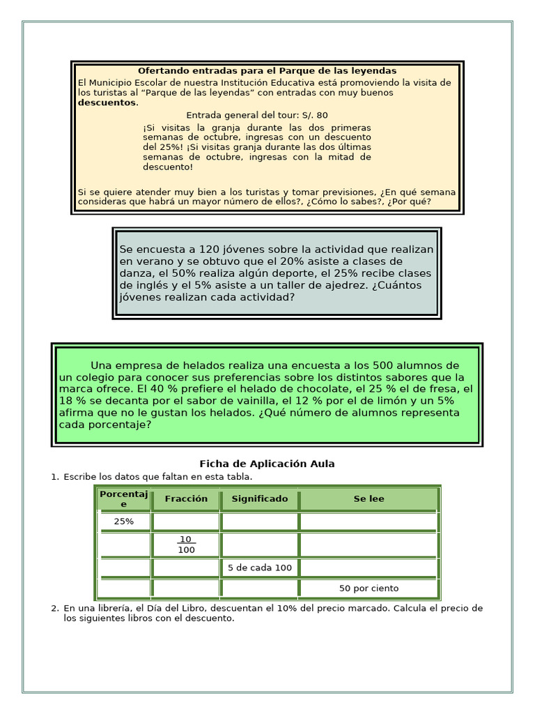 ficha de MATEMATICA-porccentajes-18 de nov | PDF | Porcentaje