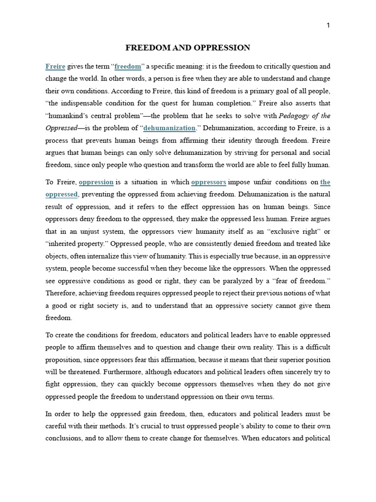 Freedom and Oppression | PDF | Liberal Arts Education