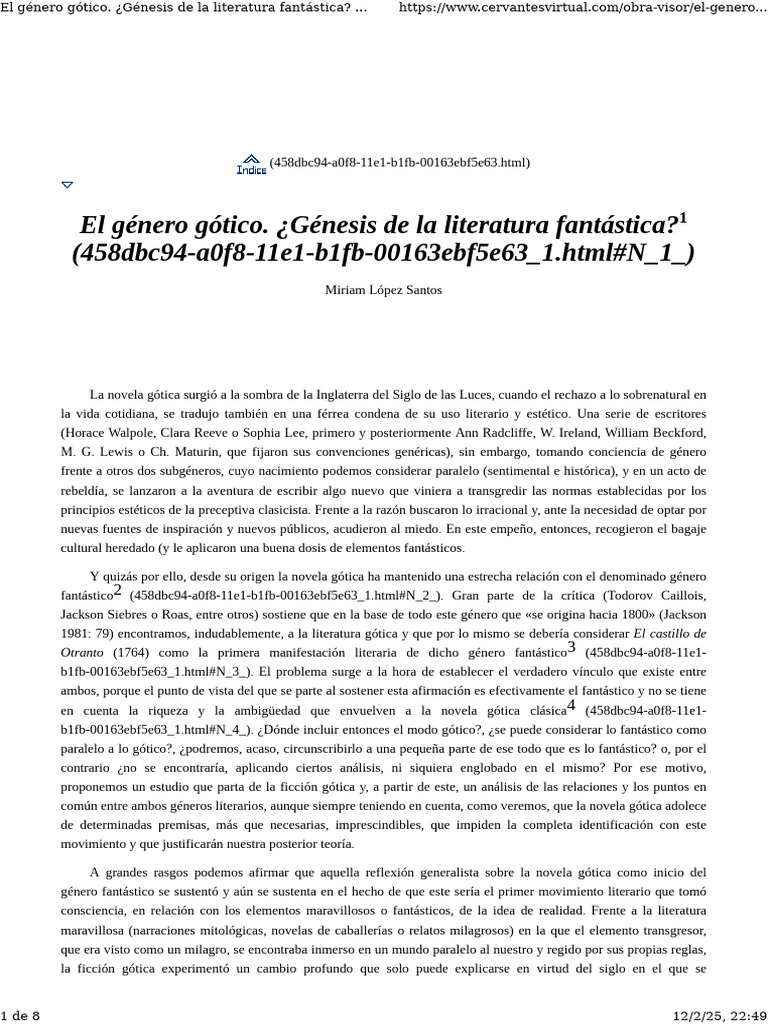 El Género Gótico. ¿Génesis de La Literatura Fantástica - Biblioteca ...
