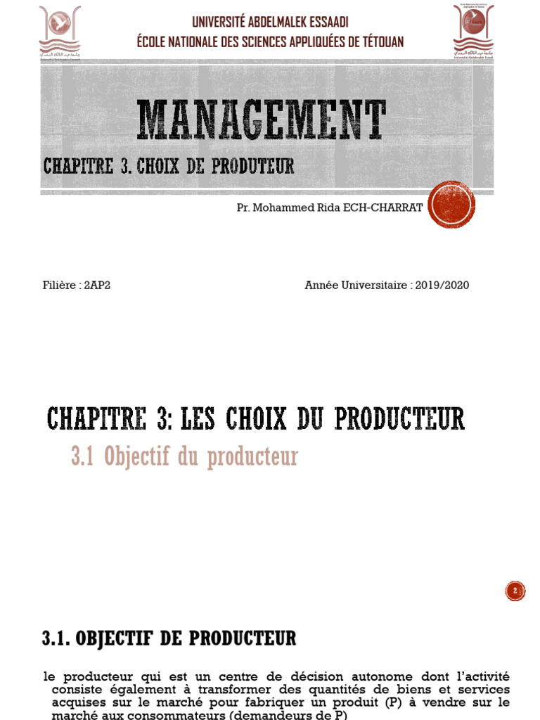 Objectifs et fonctions du producteur | PDF | Fonction de production ...