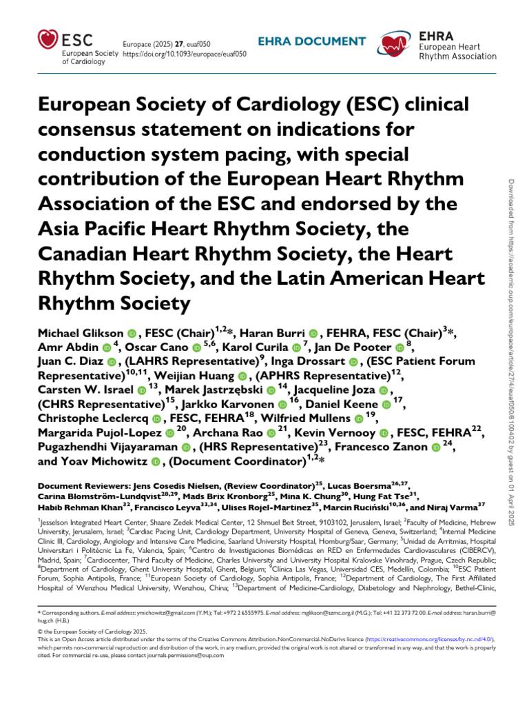 ESC 2025 Conduction System Pacing | PDF | Artificial Cardiac Pacemaker ...