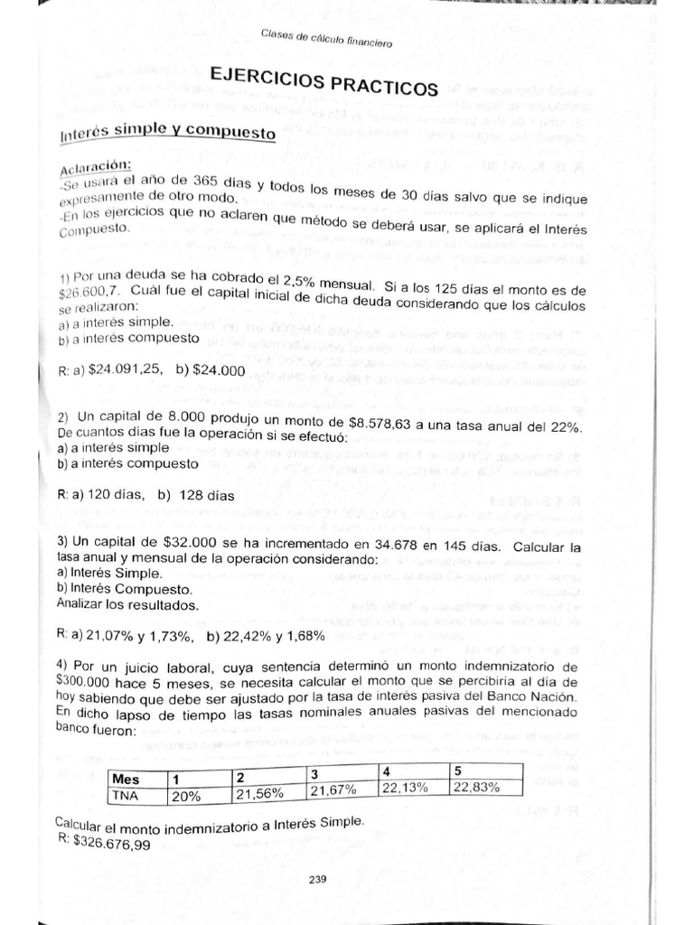 Clara Speranza - Calculo Financiero - Ejercicios practicos | PDF