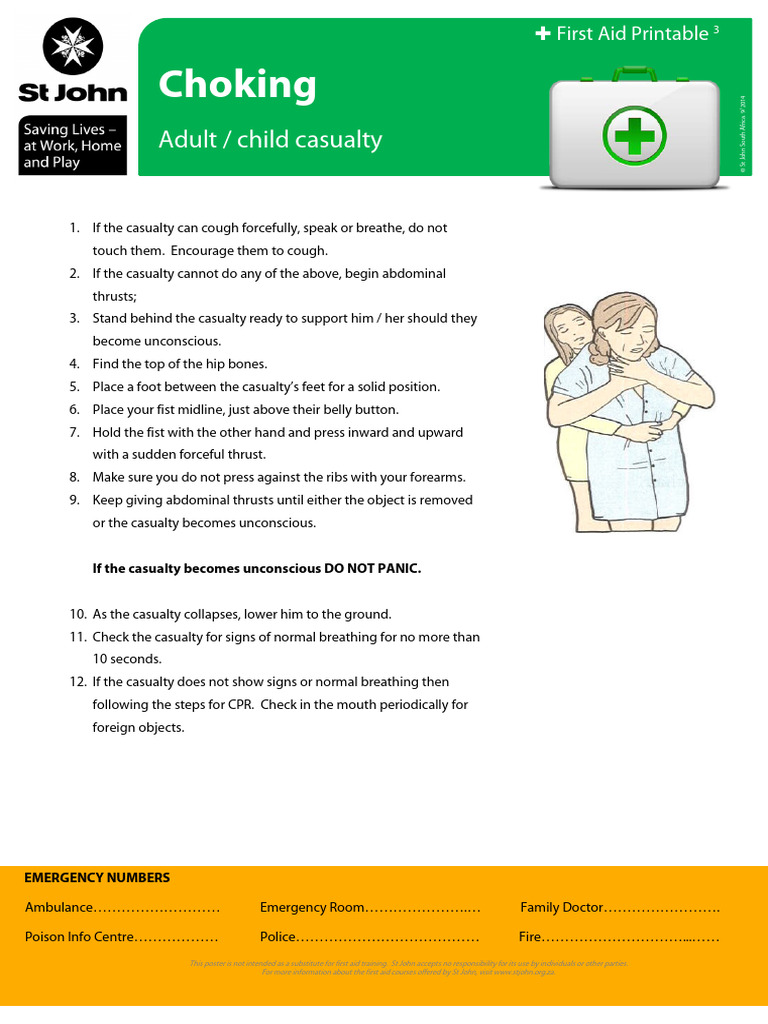 First Aid Guide: Choking Response Steps | PDF