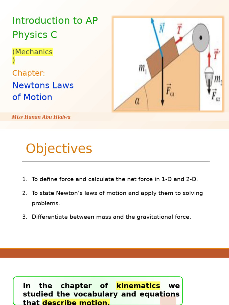 (AP Physics Mechanics) Newton's Laws of Motion | PDF | Force | Weight