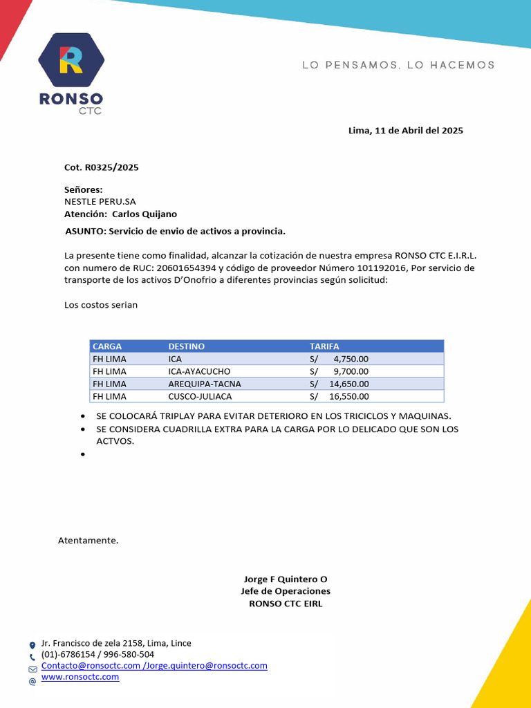 ejemplo de cotizacion | PDF