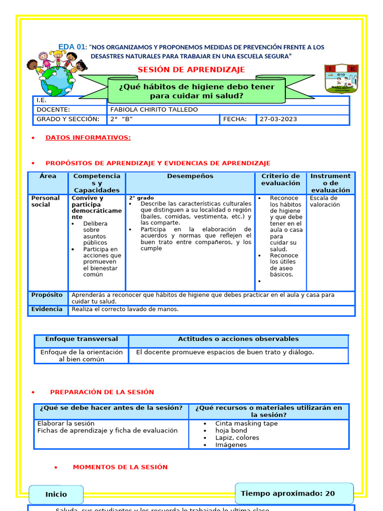 DIA 27 PERSONAL FABY | PDF | Aprendizaje | Higiene