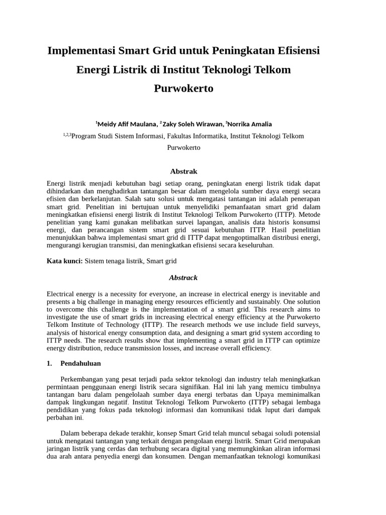 Implementasi Smart Grid Untuk Peningkatan Efisiensi Energi Listrik Di Institut Teknologi Telkom ...