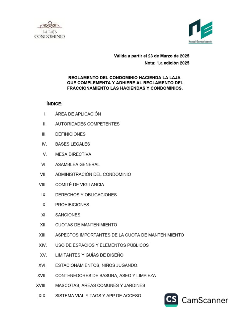 REGLAMENTO VIGENTE 2025(1) | PDF | Condominio | Propiedad