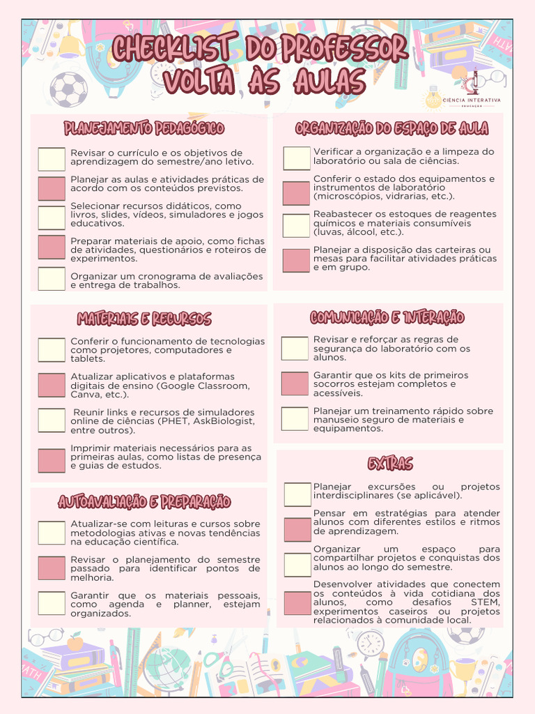 BRINDE 3 - Checklist Do Professor Volta Às Aulas | PDF | Pedagogia | Aprendizado
