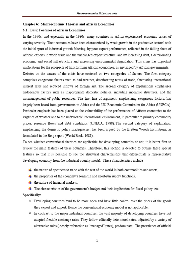 Chapter, 7 Macroeconomic Theories and African Economics | PDF ...