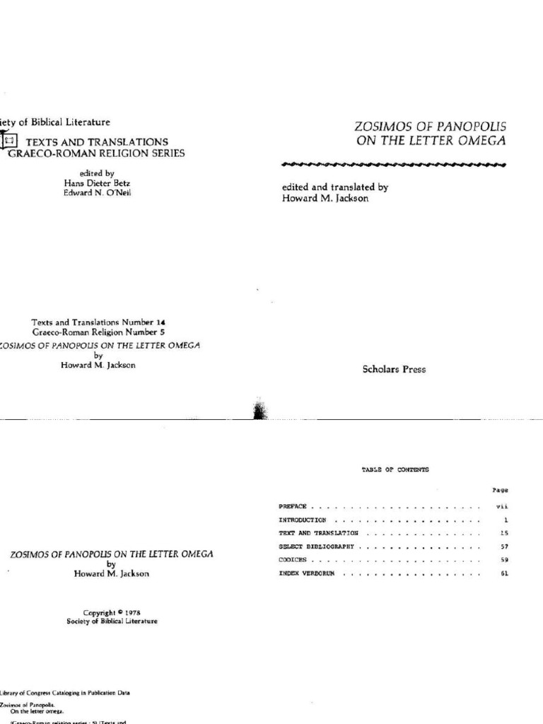 Zosimos of Panopolis of Omega | PDF