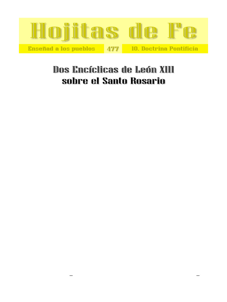 Hojitas de Fe 477 A4 - Dos Encíclicas de León XIII Sobre El Santo Rosario | PDF | María, madre ...