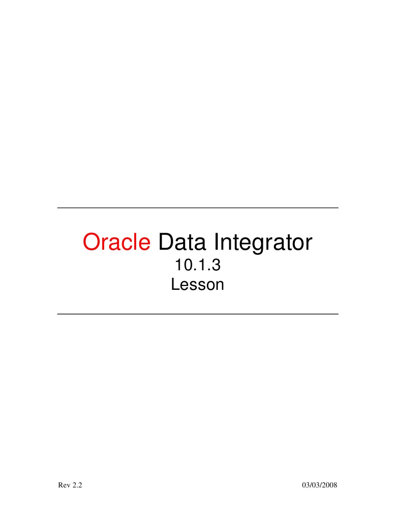 Oracle Data Integrator 10.1.3 Lessons | PDF | Metadata | Database Index