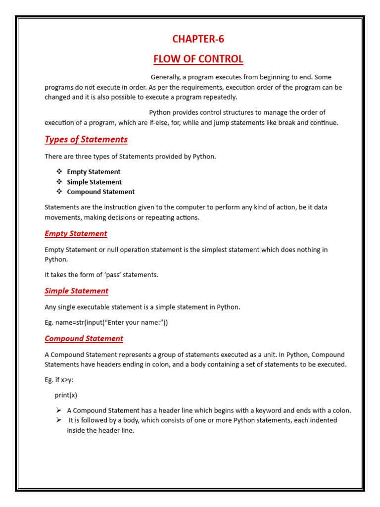 CH 6 FLOW OF CONTROL-Conditional Statements | PDF | Control Flow | Boolean Data Type