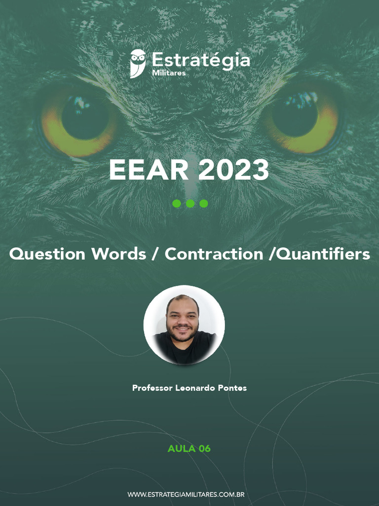 Aula 06- Question Words (Wh questions) _ Contraction _ Quantifiers ...