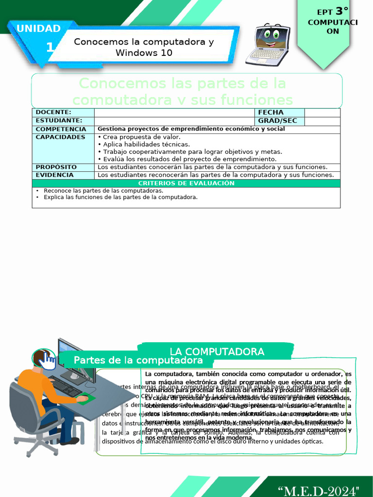 Ficha de Actividad Ept 3°-Semana 2 | PDF | Hardware de la computadora | Almacenamiento de datos ...