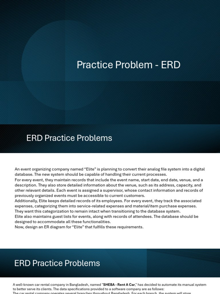 DBMS - 06 - Practice Problems (ERD) | PDF | Databases | Information Technology Management