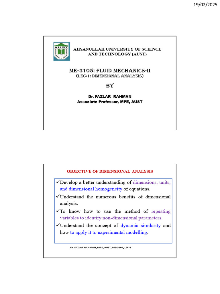 2.1 Lec 1 Dimensional Analysis | PDF | Applied And Interdisciplinary Physics | Physical Quantities