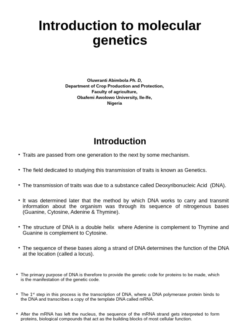 CPP 501 - Introduction To Molecular Genetics | PDF | Dna | Gene