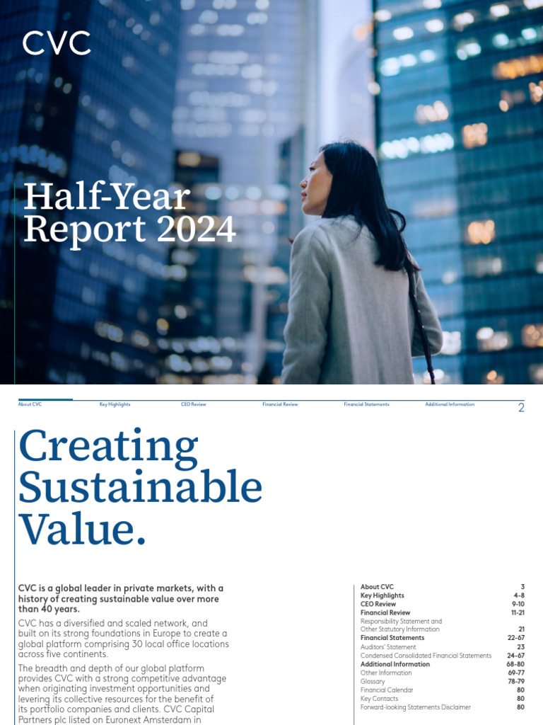 CVC Half Year 2024 Report | PDF | Private Equity | Mergers And Acquisitions
