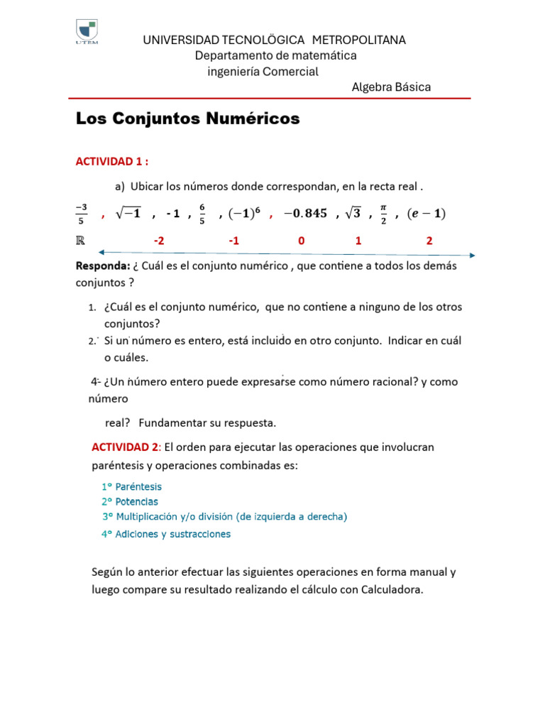 TALLER 1 Conjuntos Numericos | PDF | Entero | Números