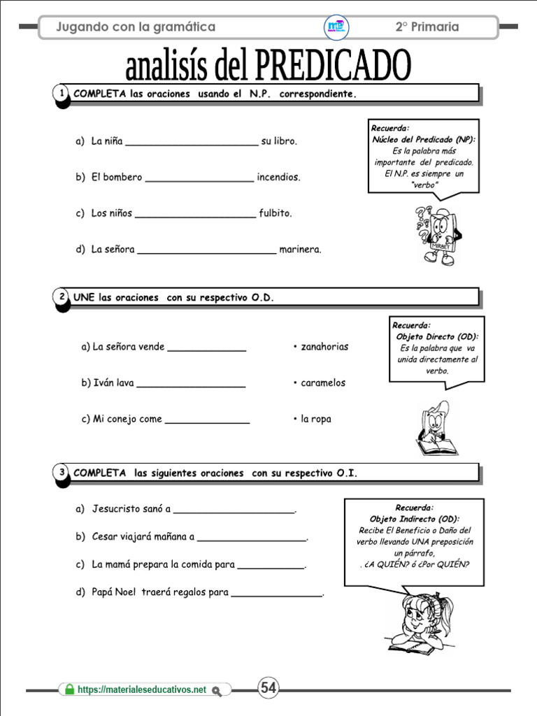 Actividades de gramática 2° Primaria | PDF